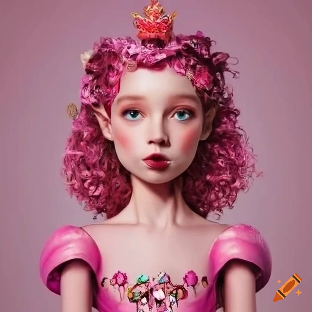 Pink princess in recycled clothing on Craiyon