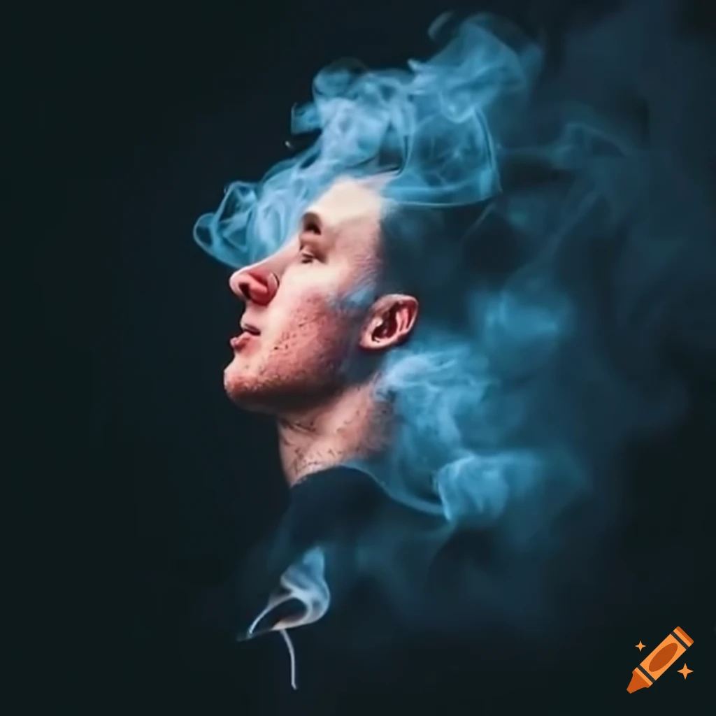 Rapper surrounded by pink smoke on Craiyon