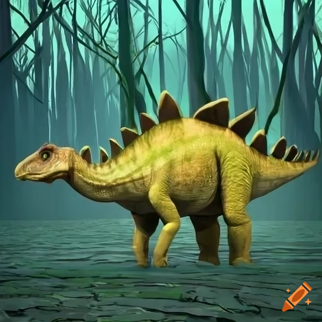 Stegosaurus in a forest on Craiyon