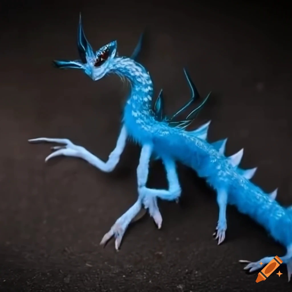 Adorable blue creature with spikes and tail