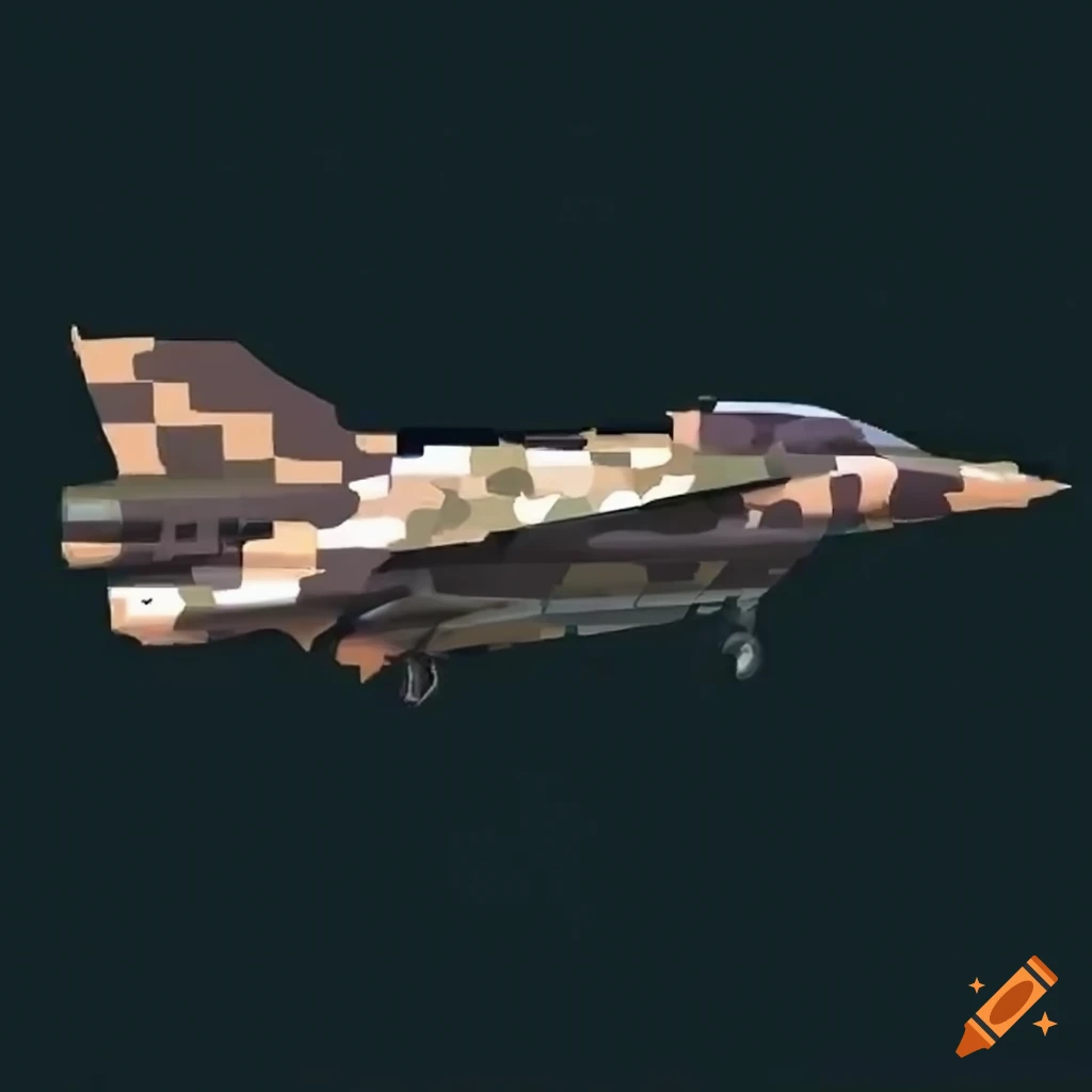 Digital pixel camouflage jet plane on Craiyon