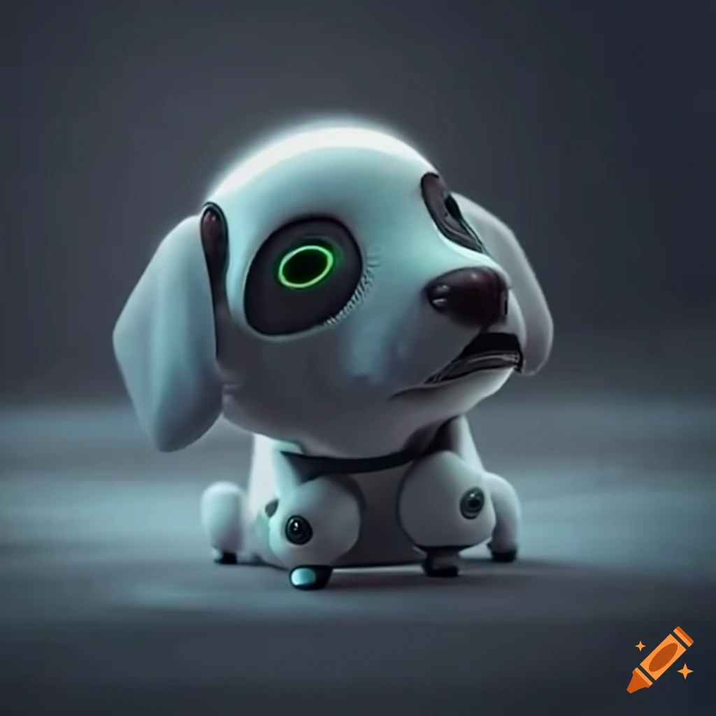 Cute robot dog sleeping