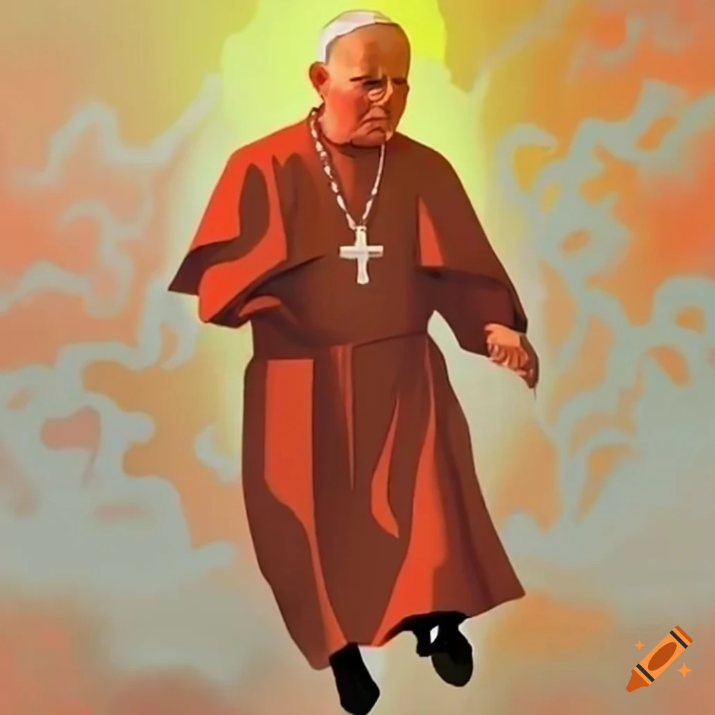 Photoshopped image of Pope John Paul II running away from a samurai on ...