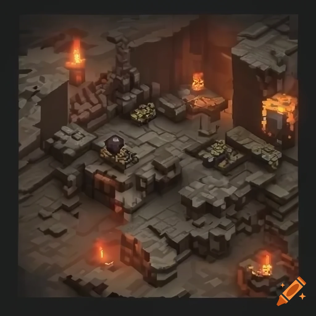 Detailed isometric kit for creating natural cavern terrain on Craiyon