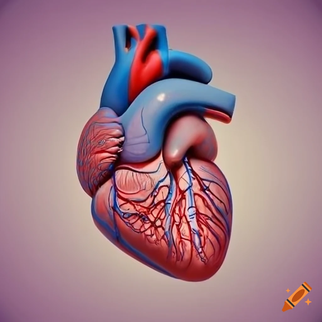 Depiction of a beating heart on a table on Craiyon