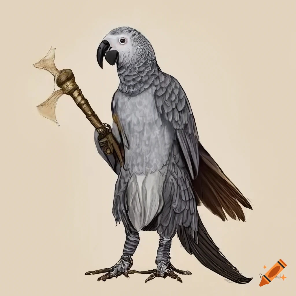 Detailed artwork of anthropomorphic parrot warrior on Craiyon