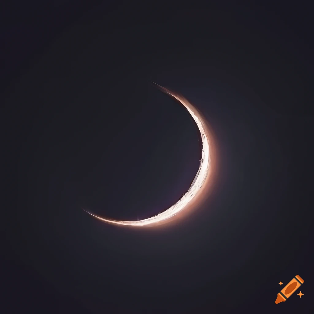 Black moon crescent painted on white canvas on Craiyon