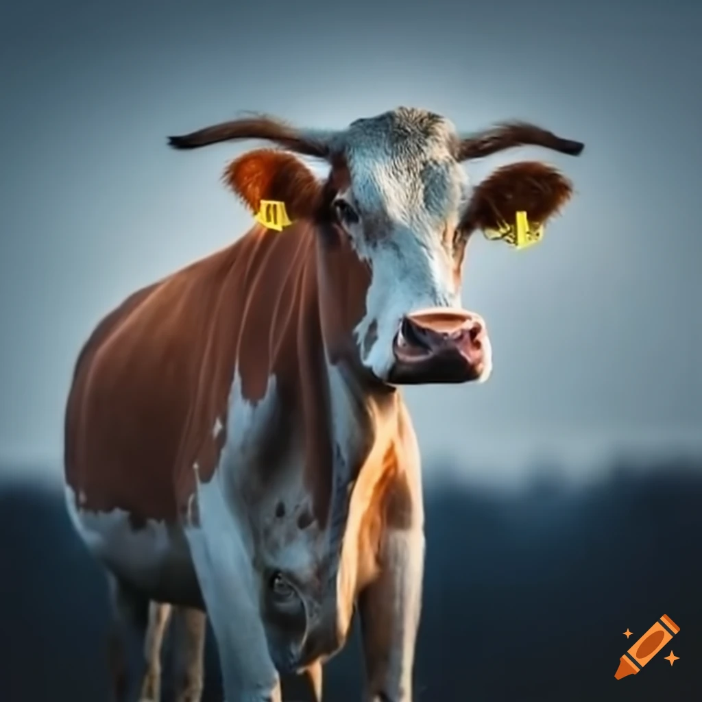 Cow in front of a crowd of cows at a concert on Craiyon