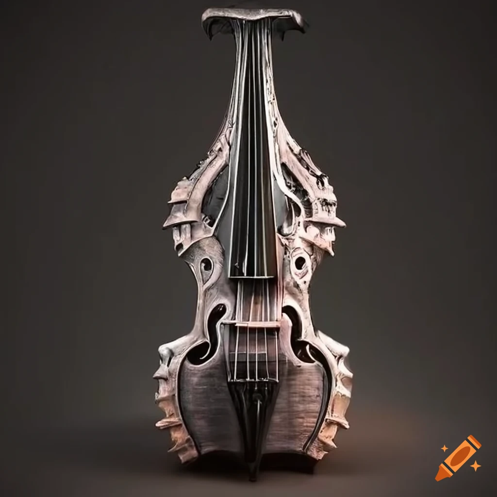 Biomechanical keyboard synth designed in a luciferian style on Craiyon