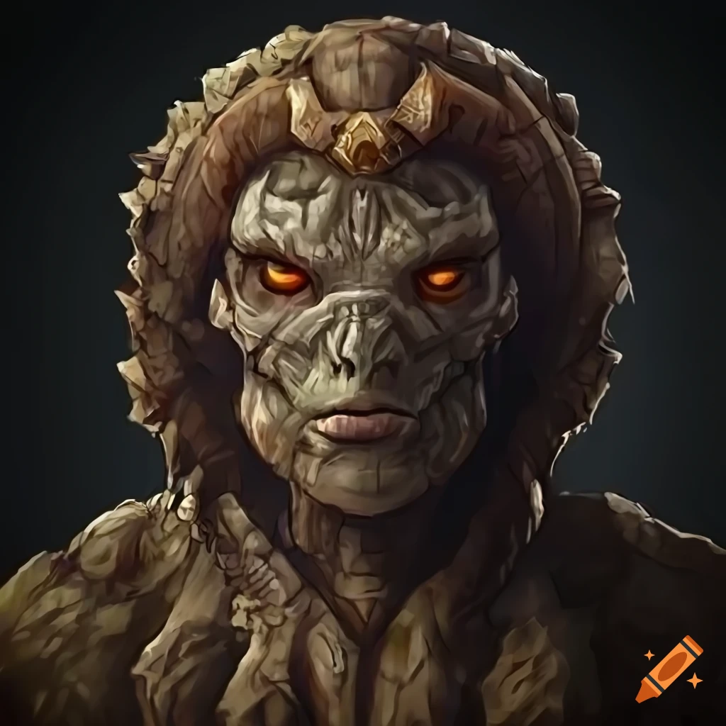 Concept art of a stone elemental portrait on Craiyon