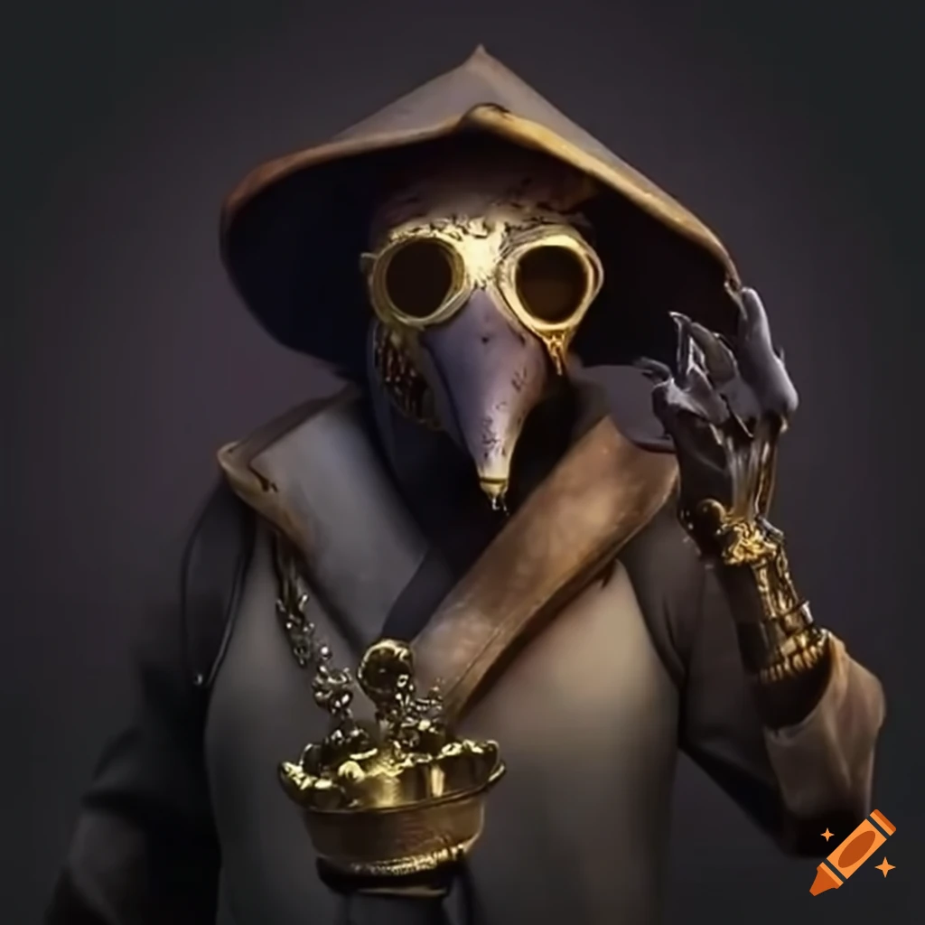 Plague doctor holding a trophy