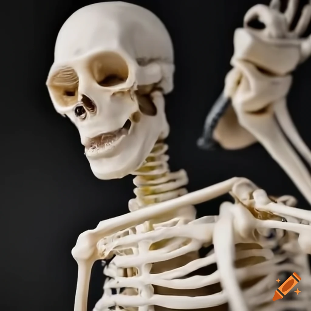 Skeleton observing unhealthy food on Craiyon