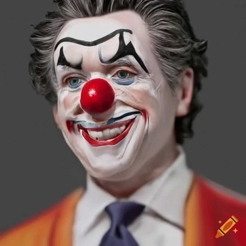 Gavin Newsom in clown suit on Craiyon
