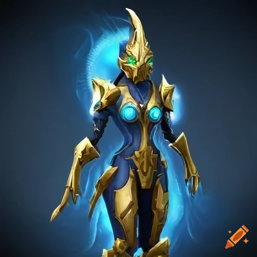 Female dragon warrior in power armor with a psi blade