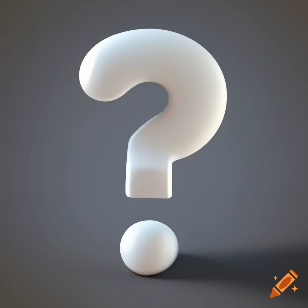 3D model of a white question mark on Craiyon