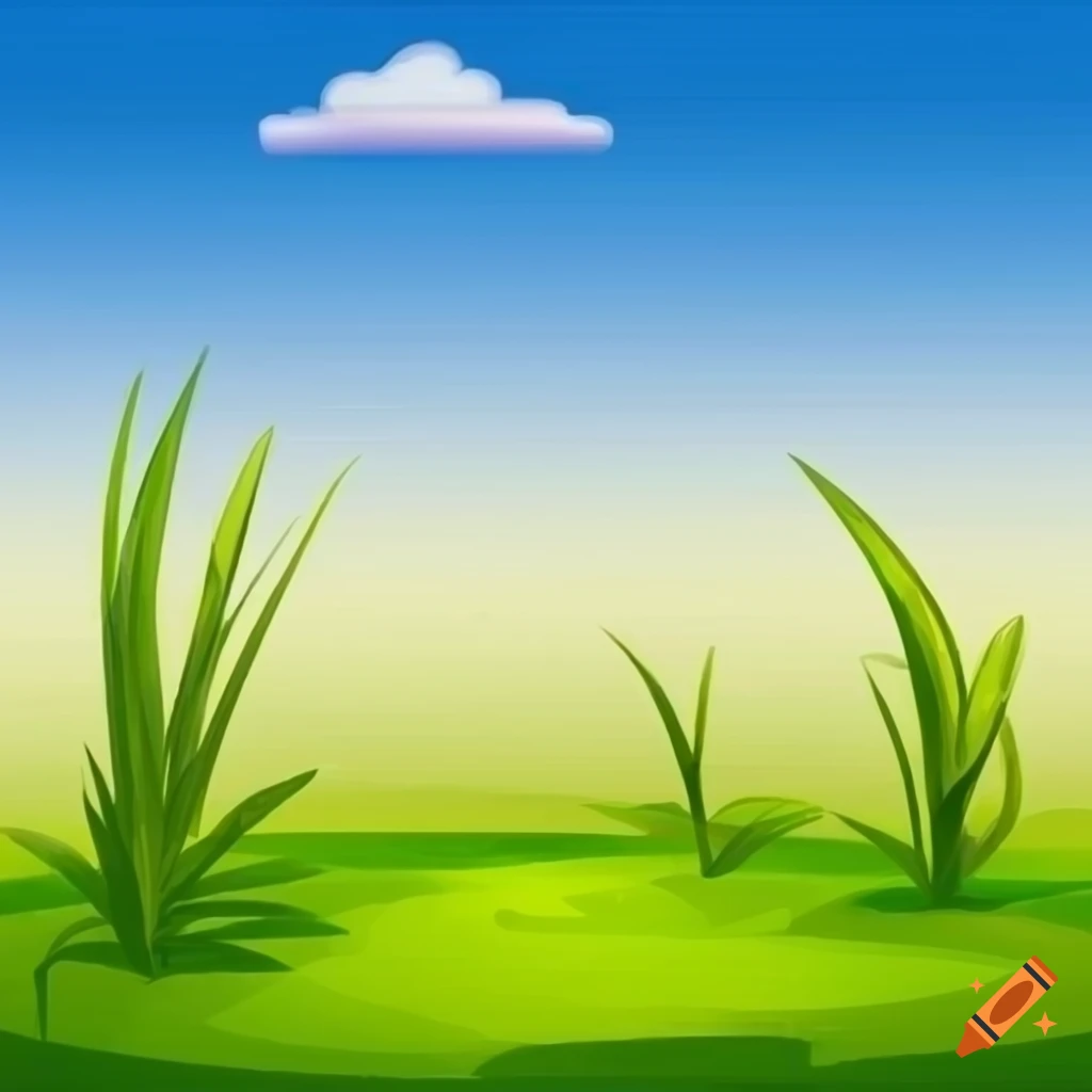 Cartoon illustration of a peaceful meadow on Craiyon
