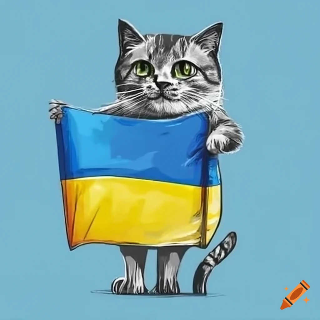 Cat with ukrainian flag