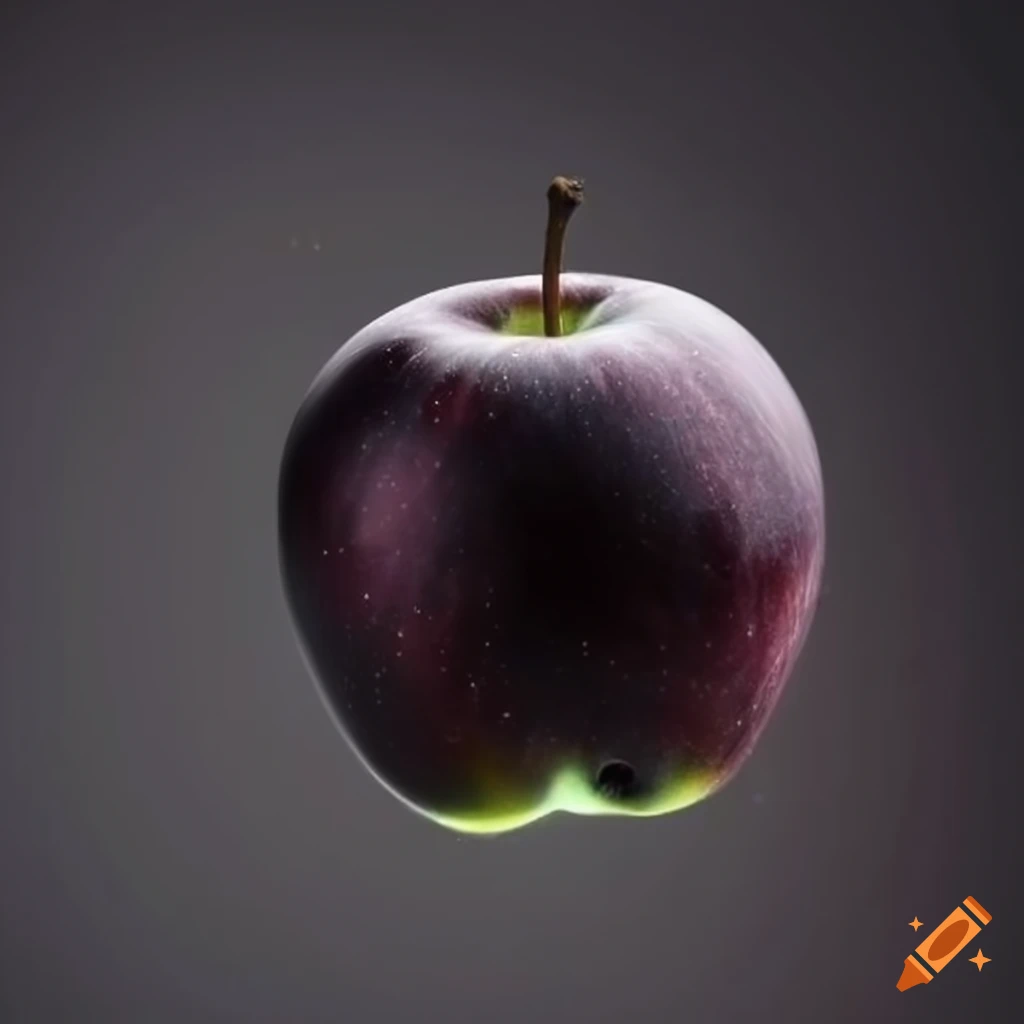 Black apple flying in the air on Craiyon