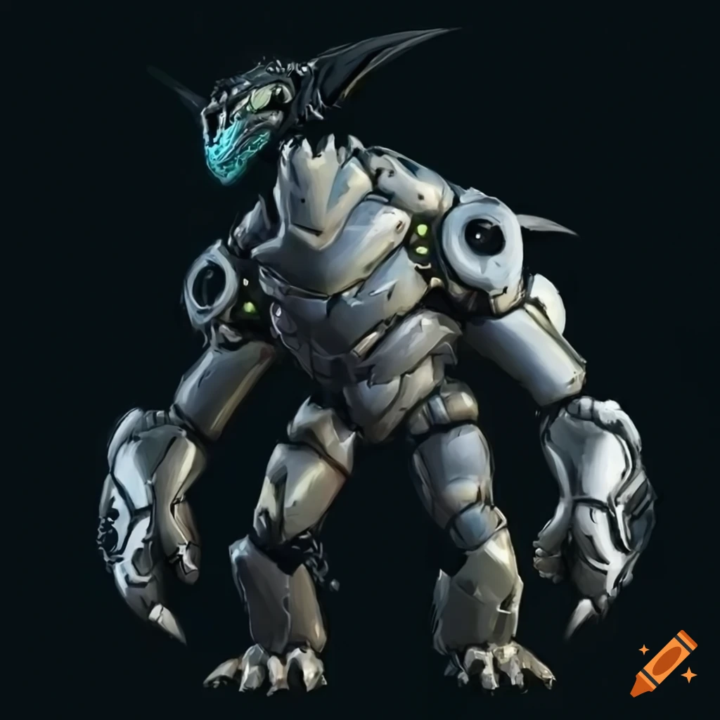 Image of a black snapping turtle cyborg with futuristic armor and ...