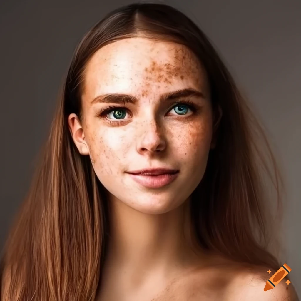 Portrait of a smiling woman with freckles