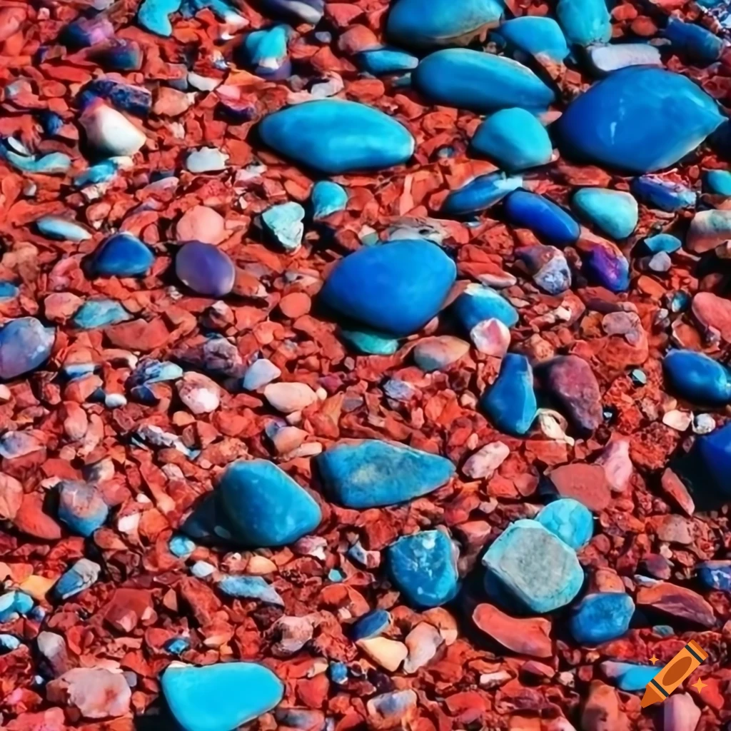 Panoramic view of vibrant red and blue stones