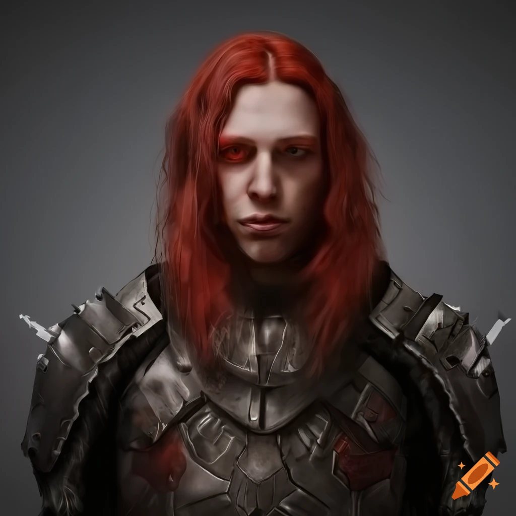 Portrait of a red-haired sci-fi warrior elf man on Craiyon