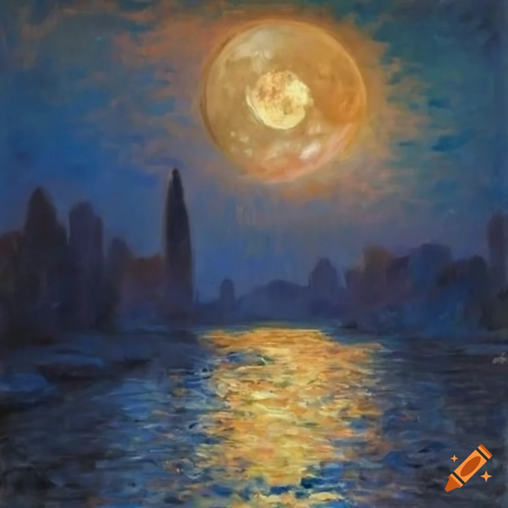 Monet's painting of moon phases on Craiyon