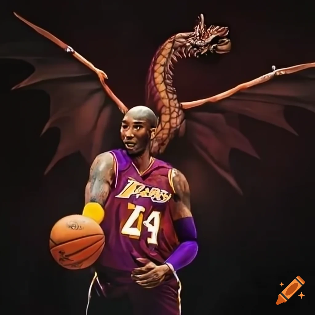Kobe bryant flying on a dragon