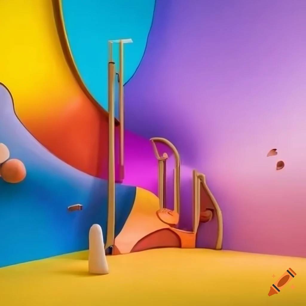 Surrealistic and colorful playground structures