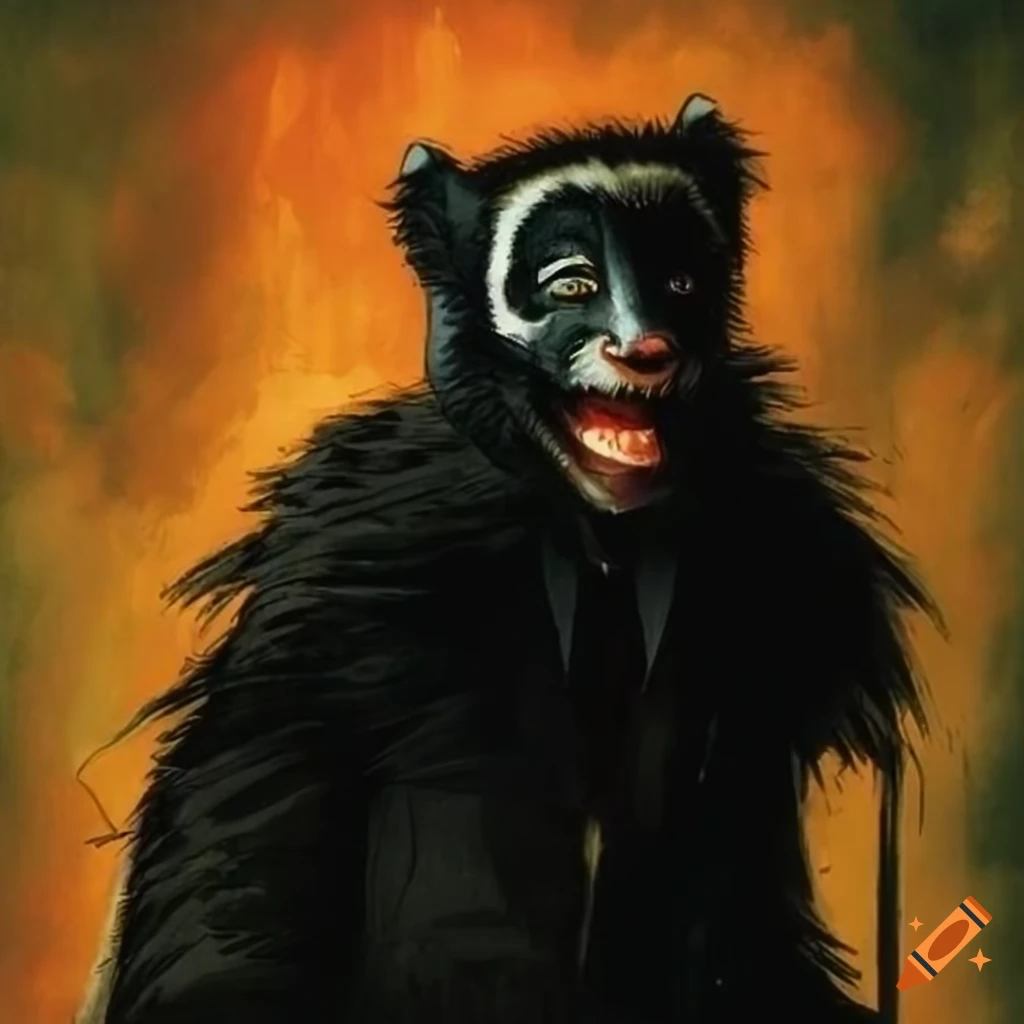 Illustration of skunk villain from batman by norman rockwell on Craiyon