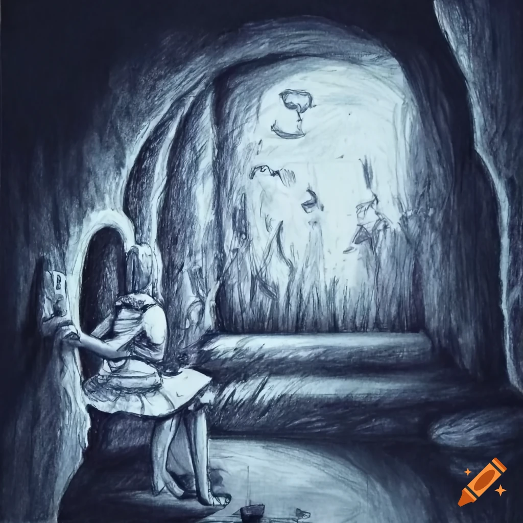 Dystopian pencil drawing of an underground labyrinth on Craiyon