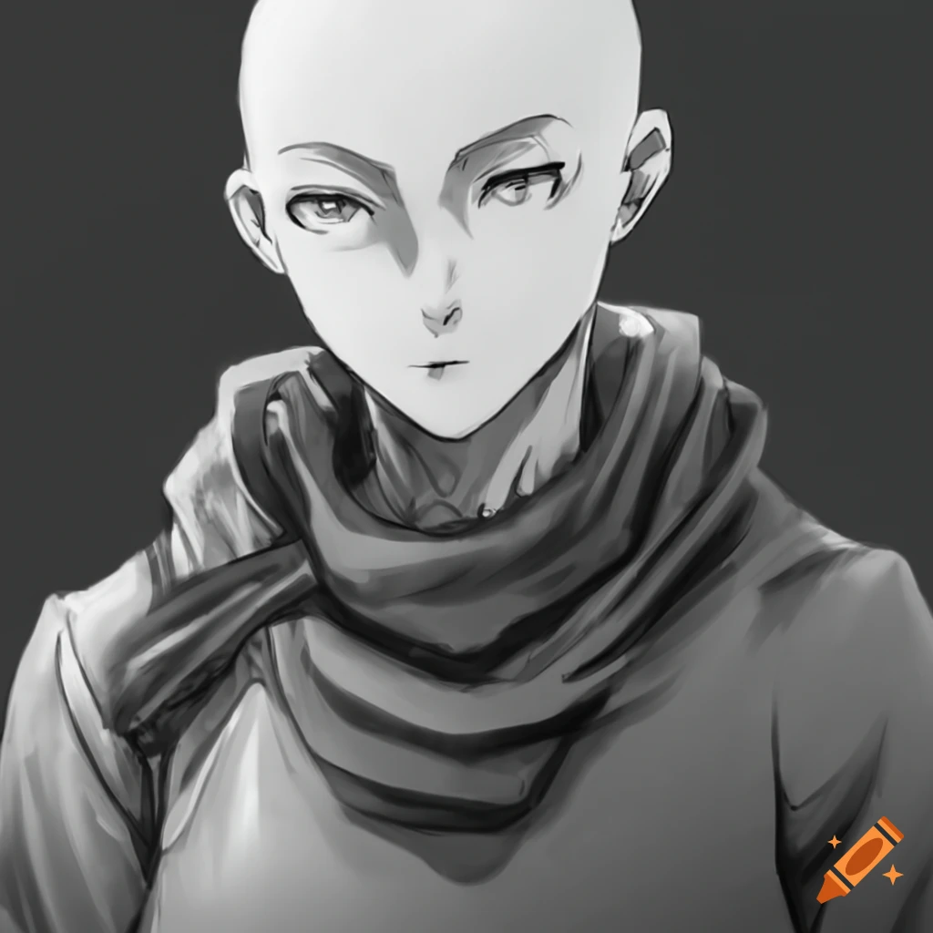 Humorous anime character without hair on Craiyon