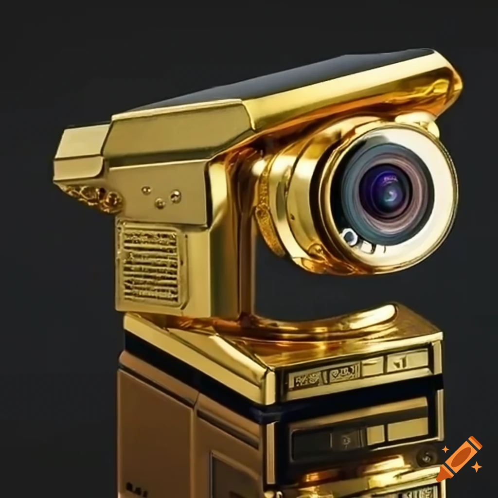 Golden cctv camera on Craiyon