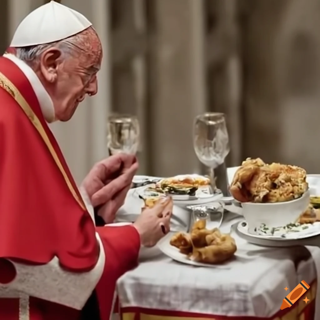 Satirical image of the pope taking a lunch break on Craiyon