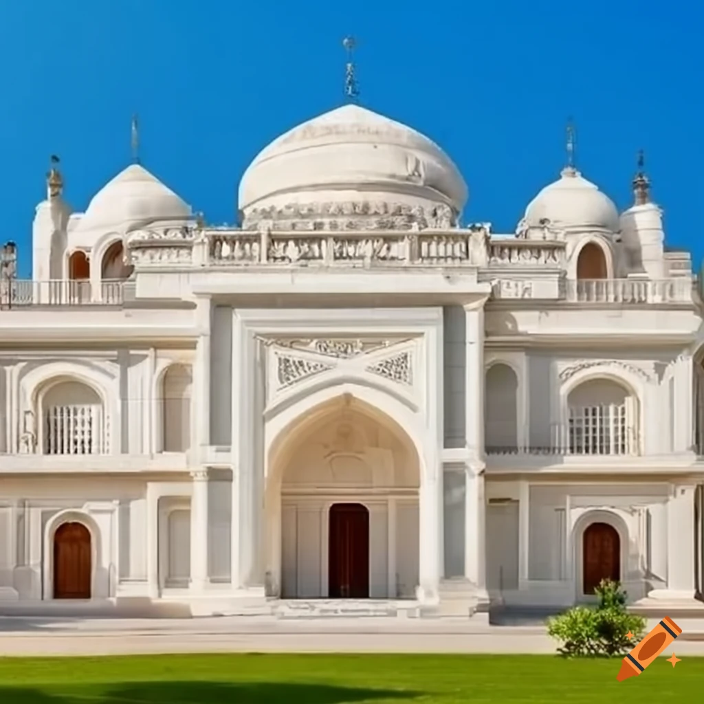 Front elevation of mahal white house in mediterranean architectural ...