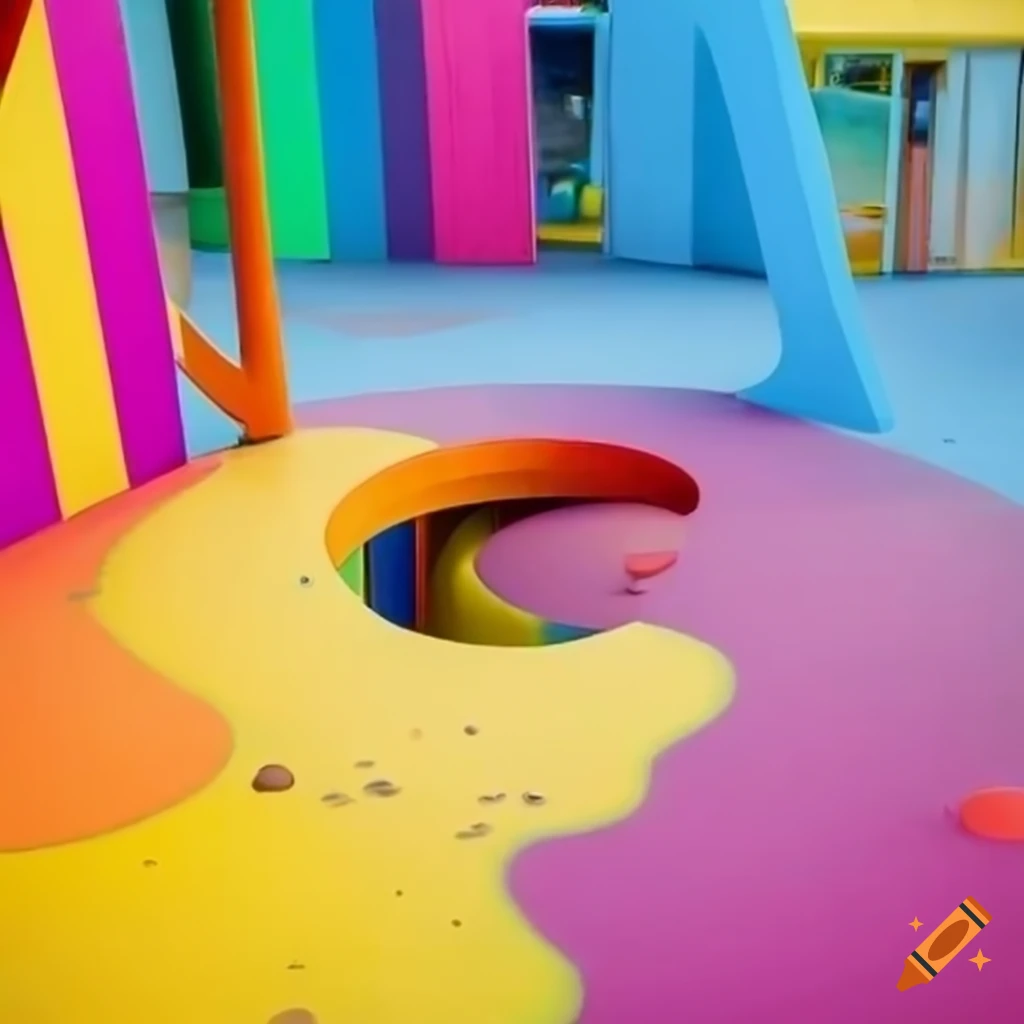 Surrealistic and colorful playground structures