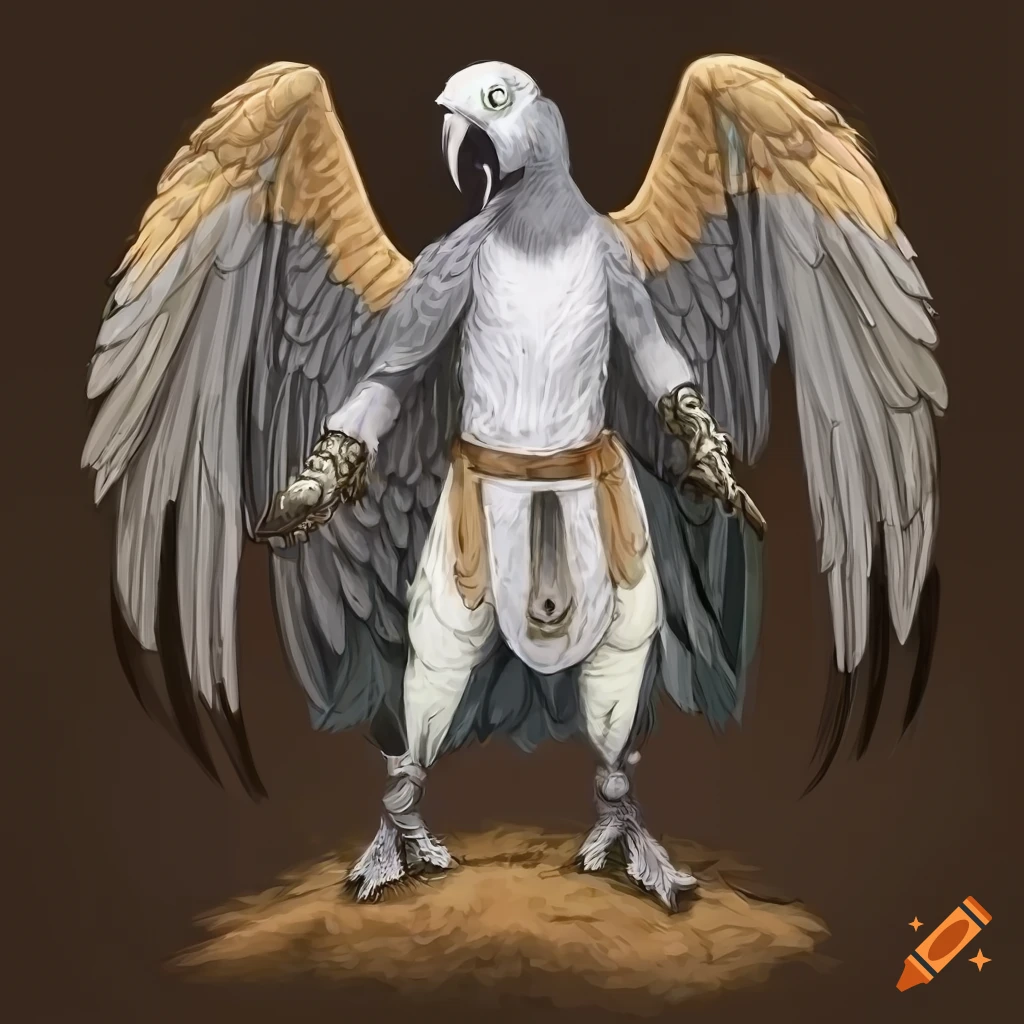 Detailed artwork of an anthropomorphic parrot with armor and mace on ...