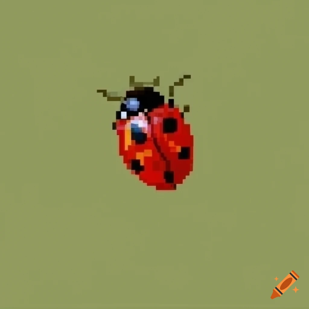 Pixel art of a ladybug with leaf crown on Craiyon