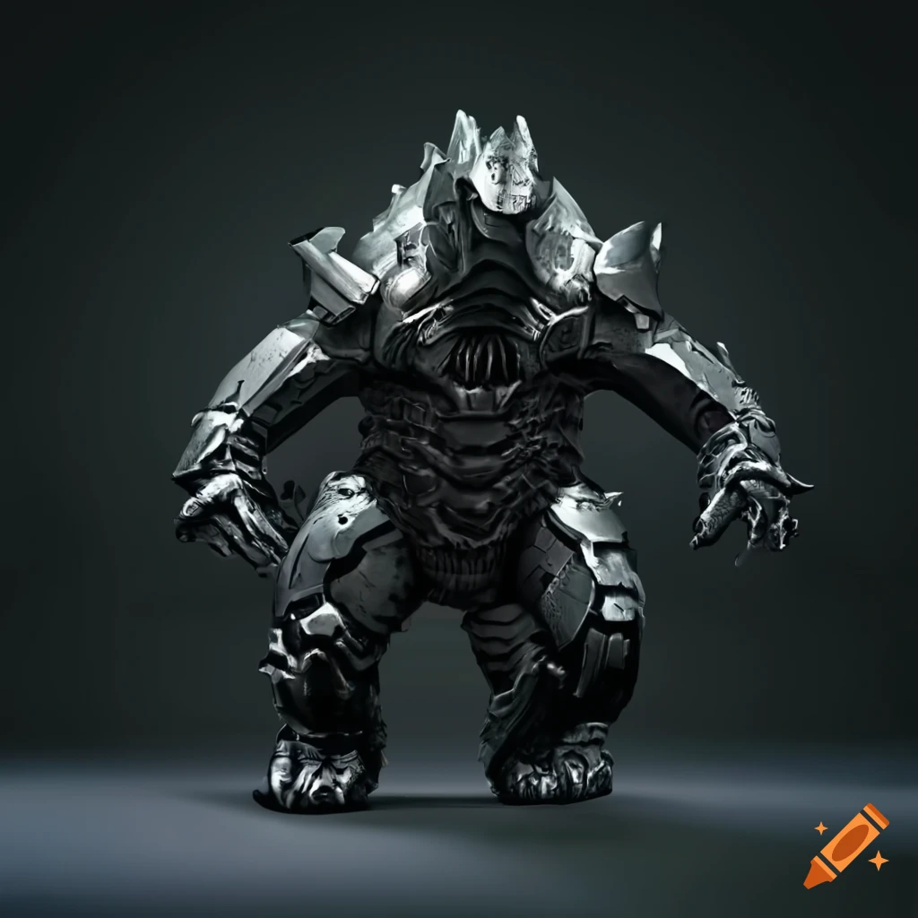 Cybernetic vampire lord in hulking mech armor on Craiyon