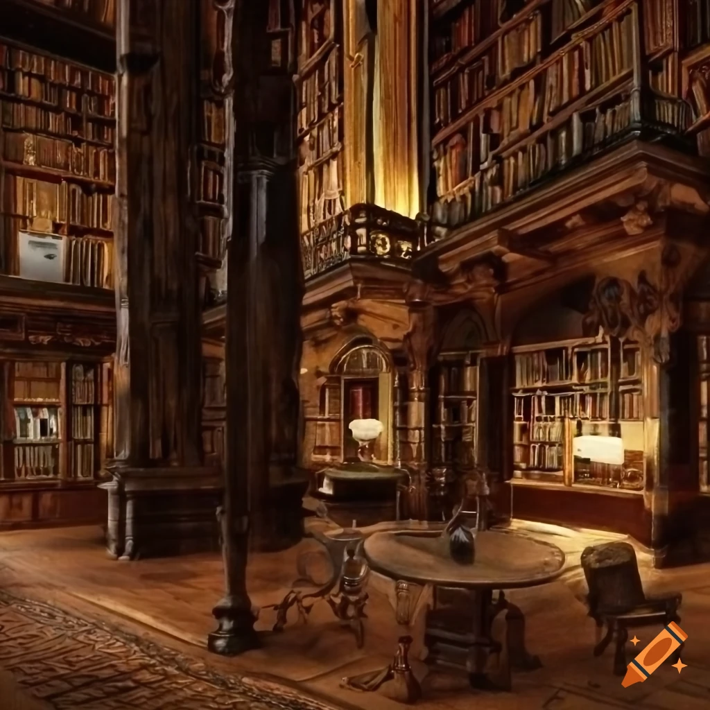 Library scene from The Alchemist by Nicholas Flamel on Craiyon