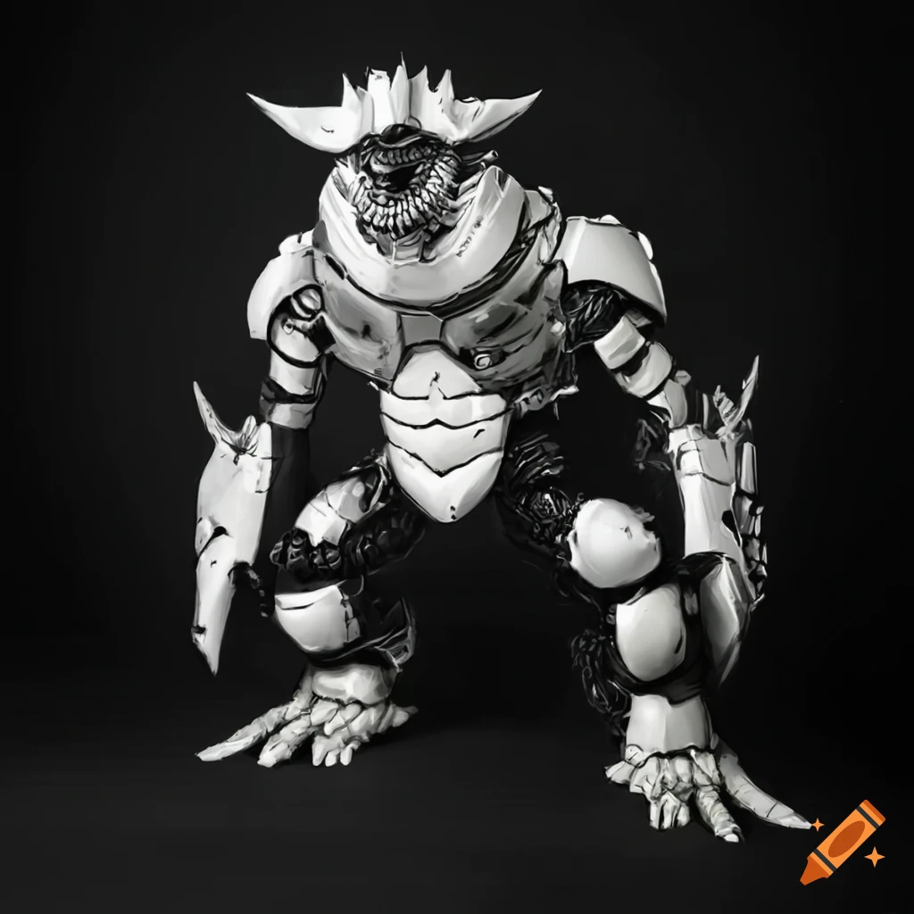 Snapping turtle kaiju cyborg in futuristic armor