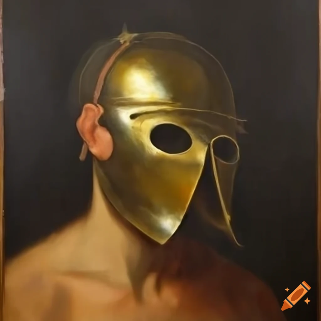 Man wearing a metal mask and armor on Craiyon