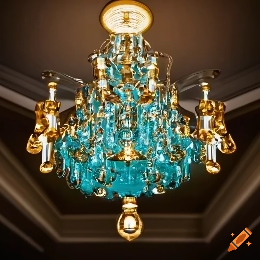 Stylish glass and gold ceiling light fixture on Craiyon