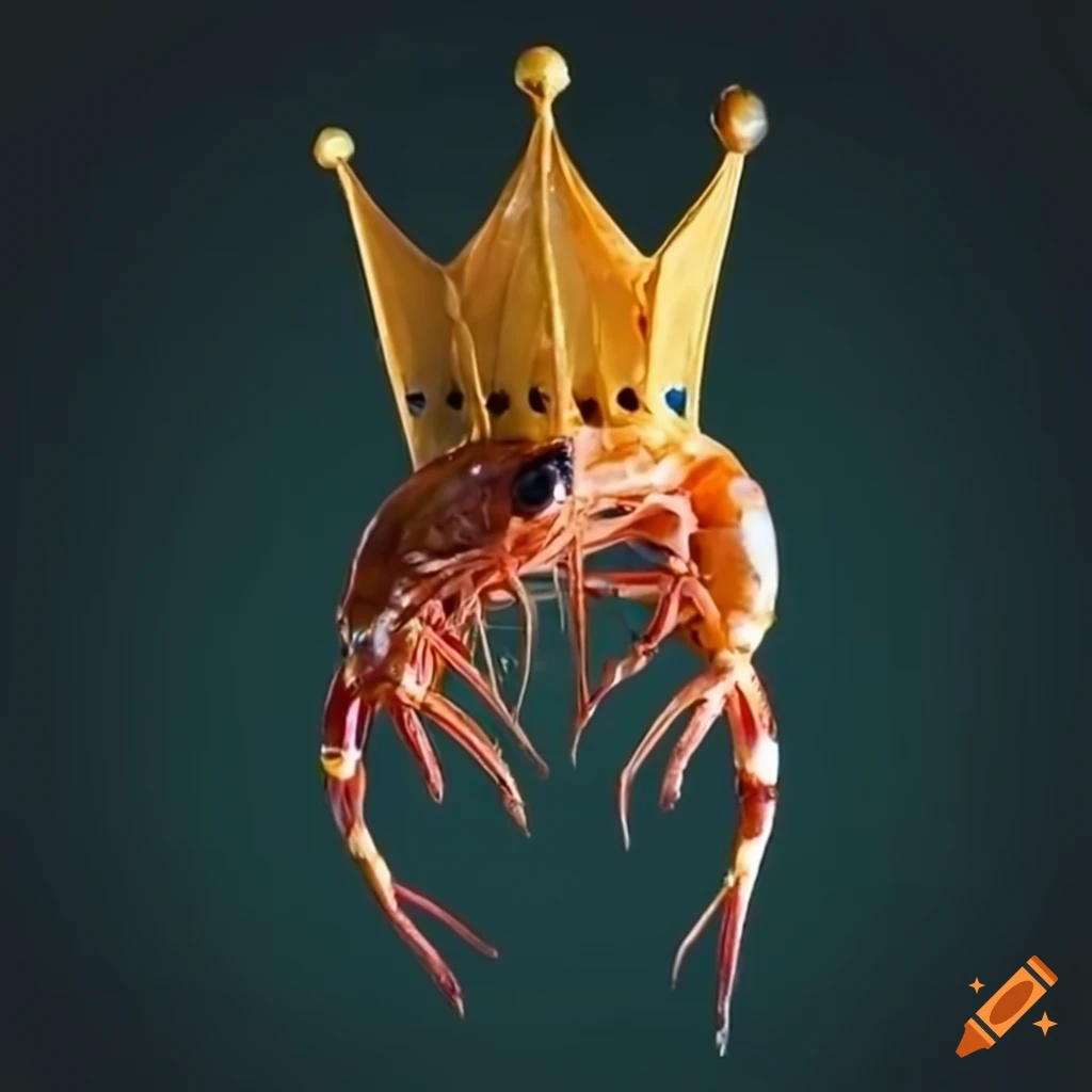 Funny image of a prawn wearing a crown on Craiyon