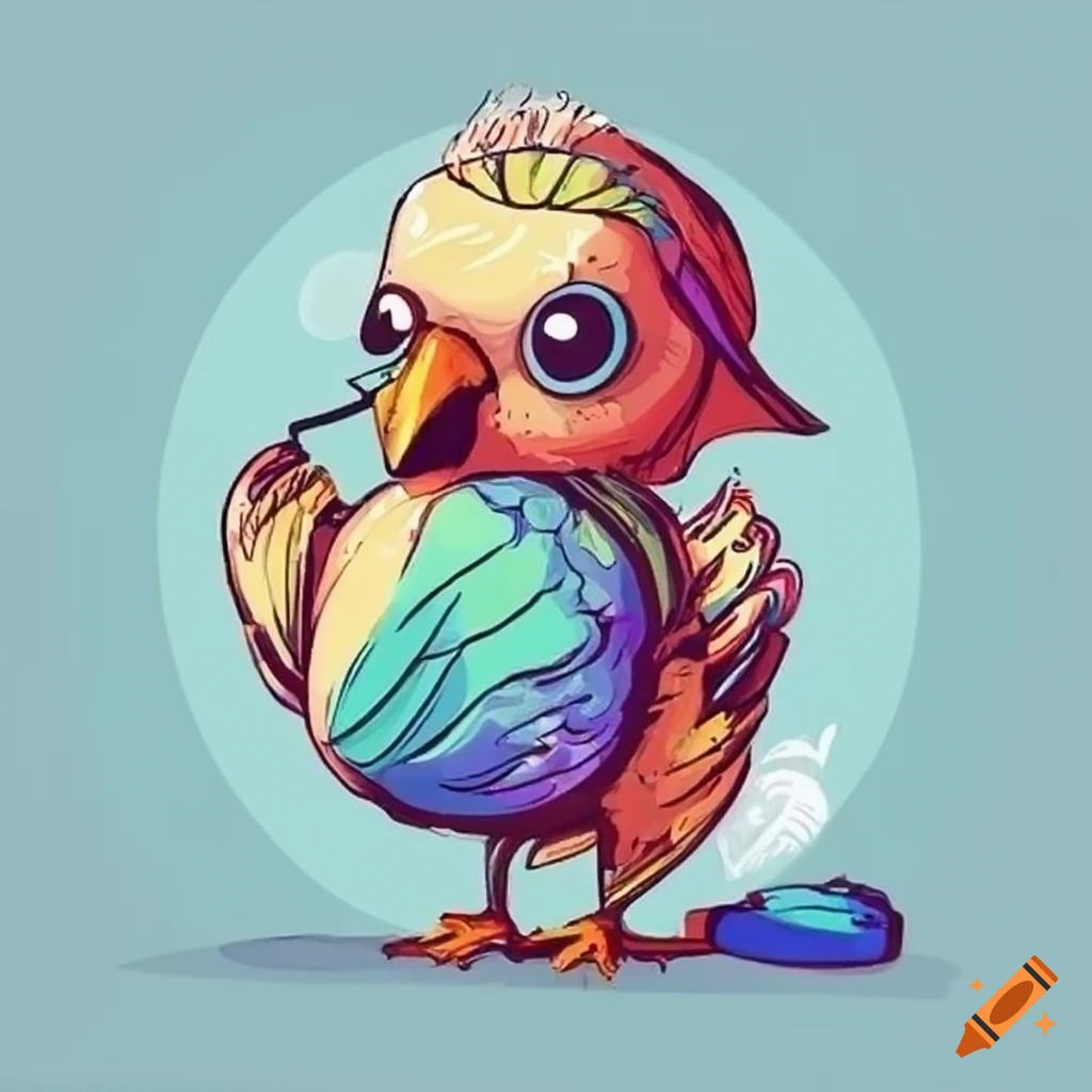 Cute bird with inventive objects on Craiyon