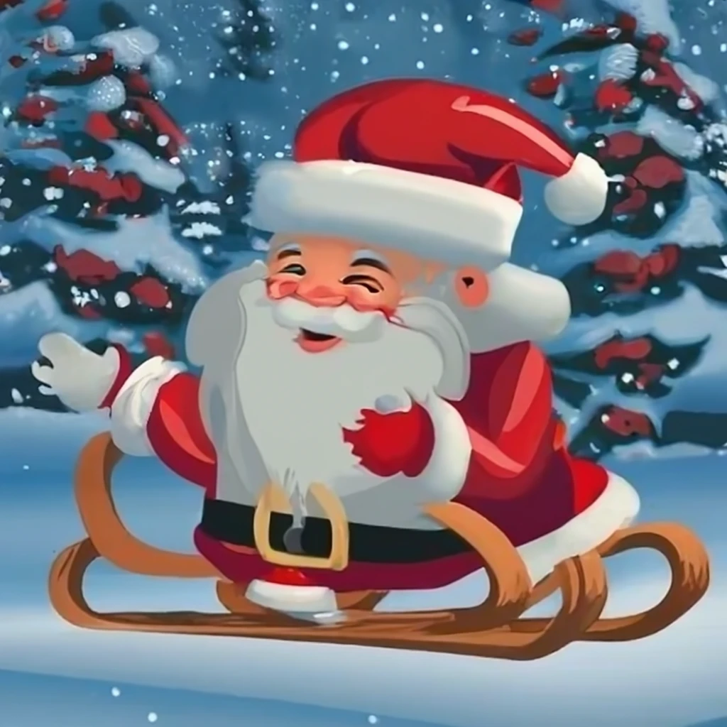 Santa claus on a winter sled on Craiyon