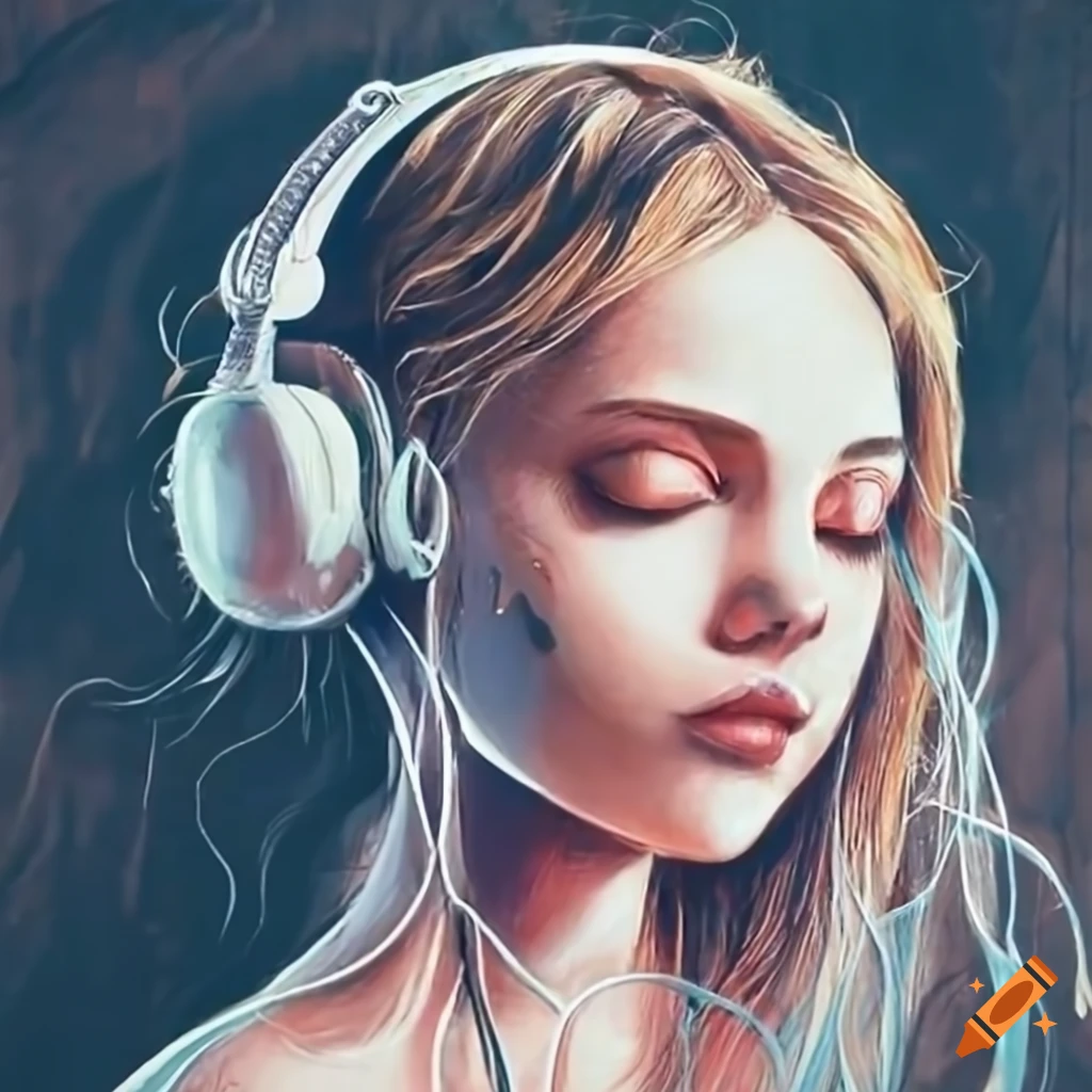 Girl enjoying music on Craiyon