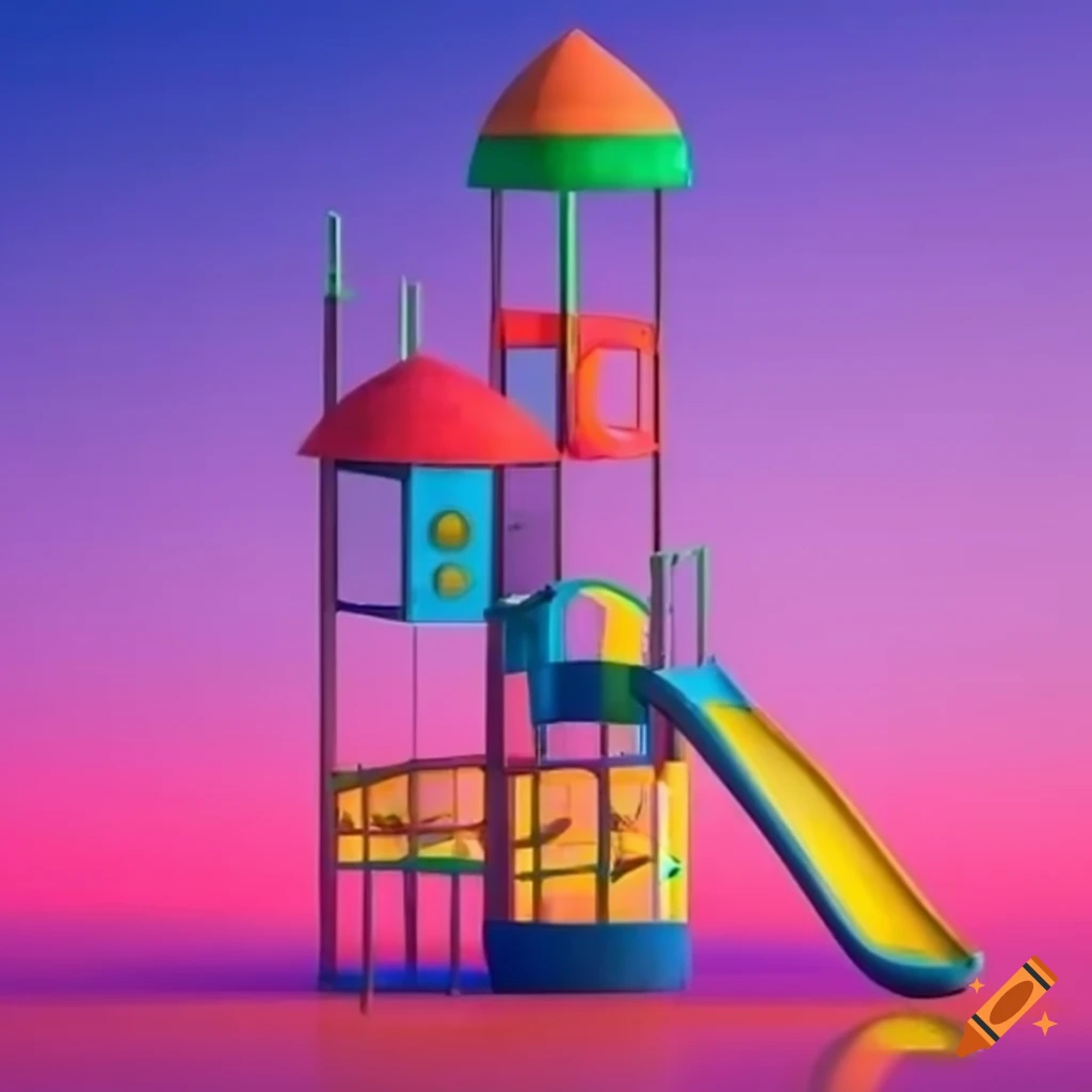 Surrealist playground with vibrant colors
