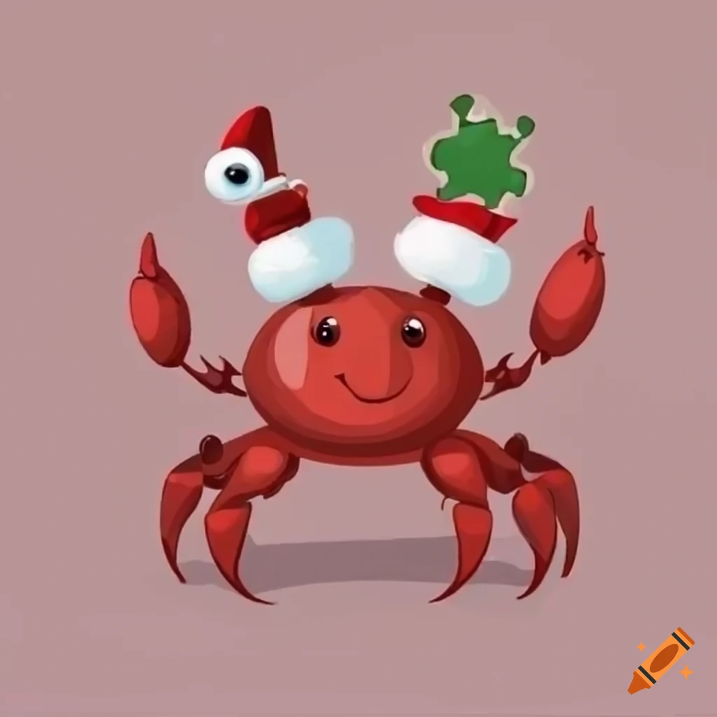 Cartoon crab celebrating Christmas on Craiyon