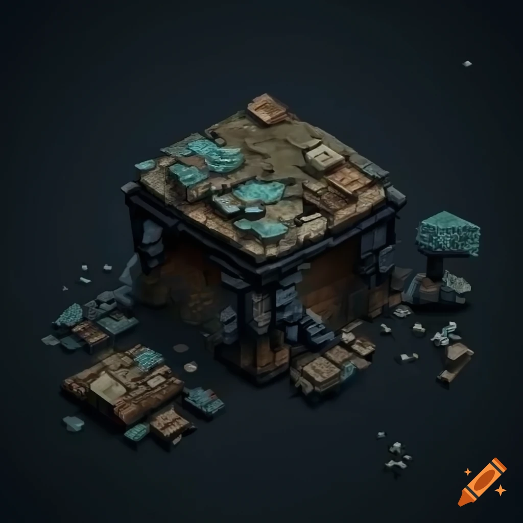 Detailed 3D isometric tile texture model kitbash on Craiyon